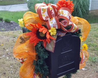 Fall mailbox swag | Etsy