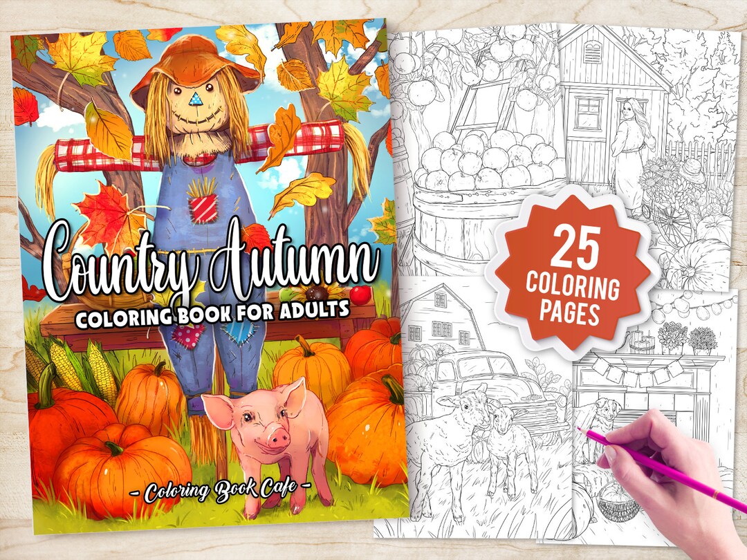 Country Autumn Adult Coloring Book - Etsy