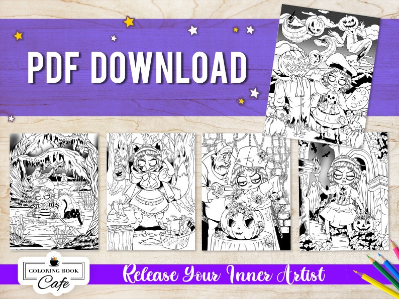 Creepy Angelicas Halloween Coloring Book For Adults Etsy