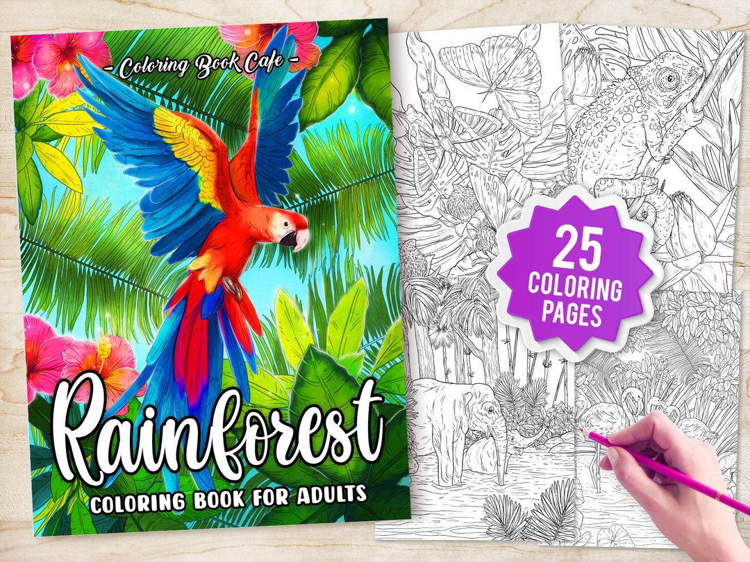 Rainforest Coloring Book for Adults - Etsy