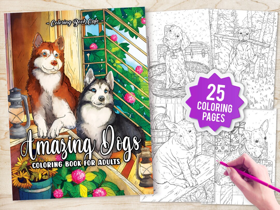 Amazing Dogs Coloring Book for Adults (Download Now) - Etsy