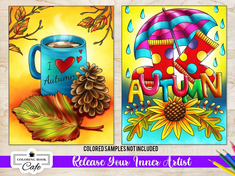 Easy Autumn Coloring Book for Adults (Download Now) - Etsy