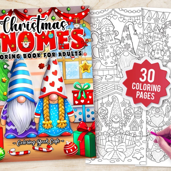 Gnome Christmas Coloring Page - Etsy