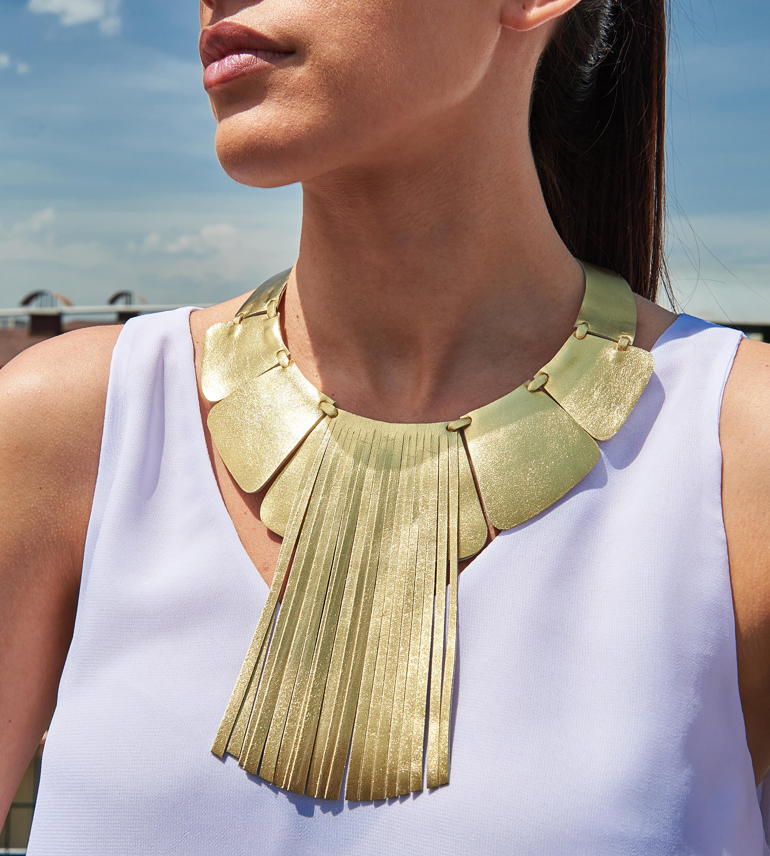 Leather Statement Necklace Handmade Jewelry for Women - Etsy