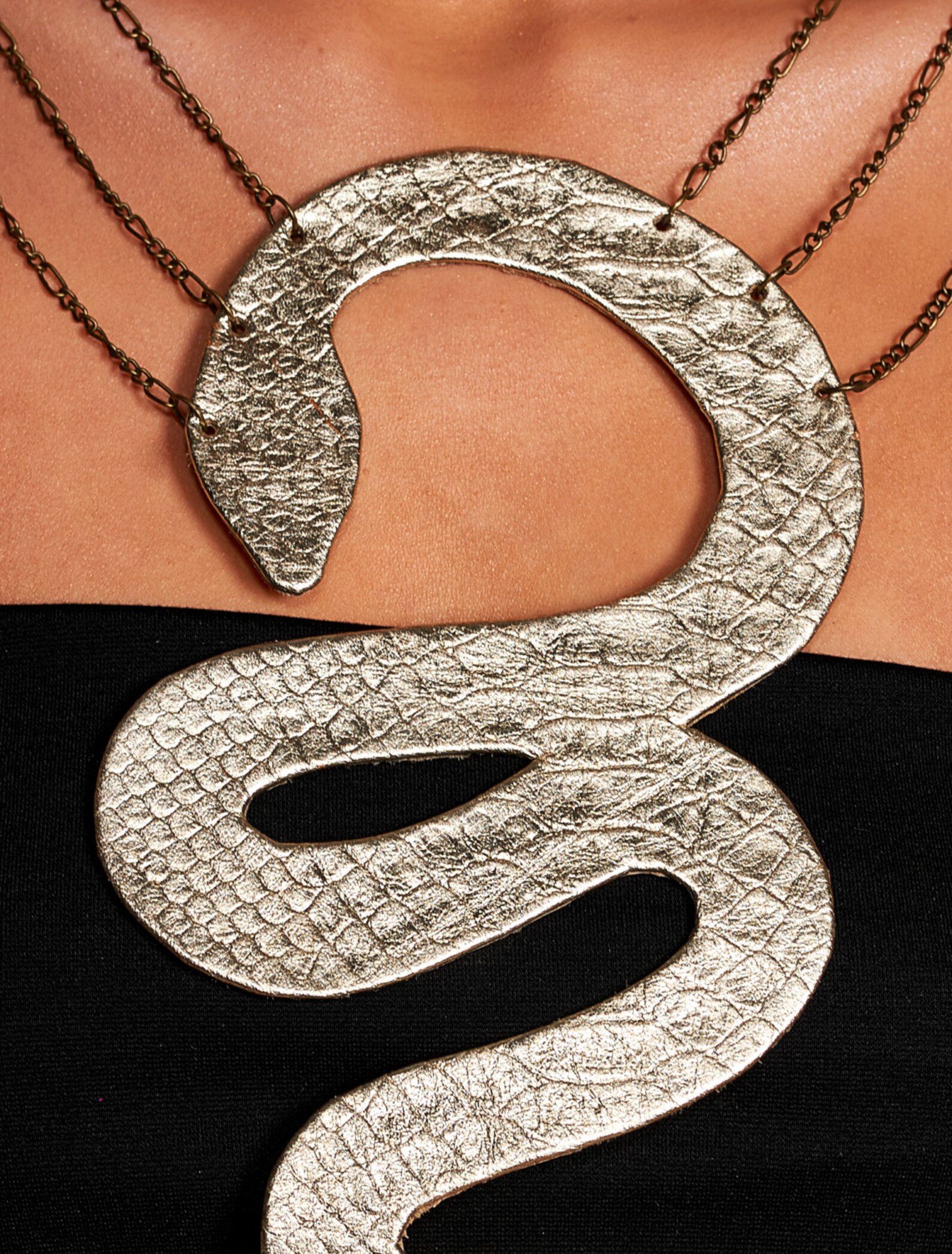 Snake Necklace Snake Jewelry Women Jewelry Gold Leather - Etsy