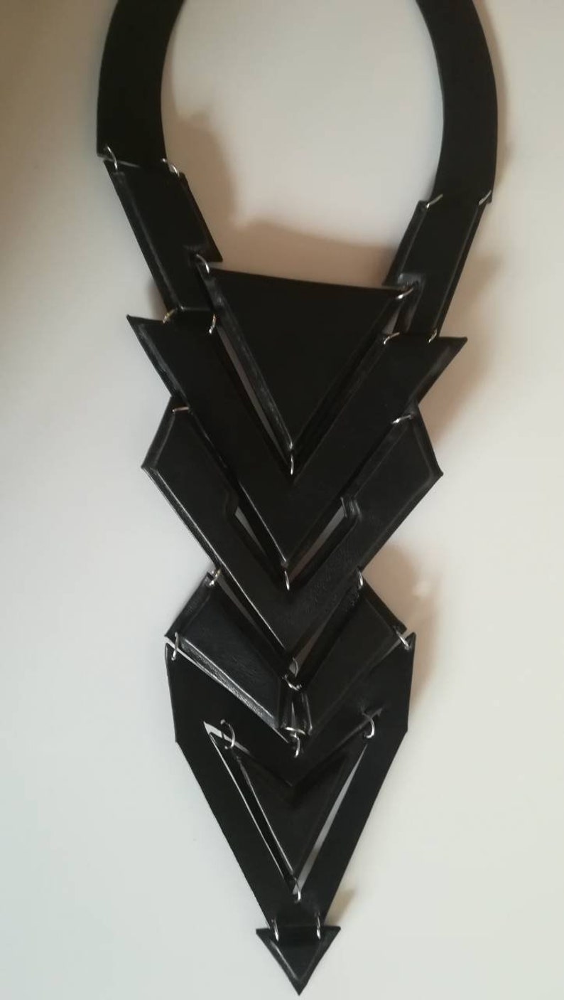 Leather Statement Necklace Futuristic Jewelry Leather - Etsy