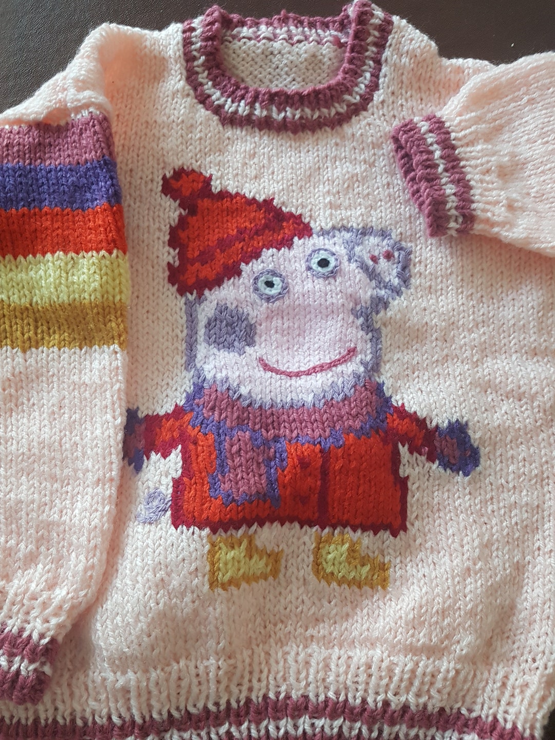 Hand Knitted Childs Jumper, Peppa Pig Motif, Age 1 2 - Etsy