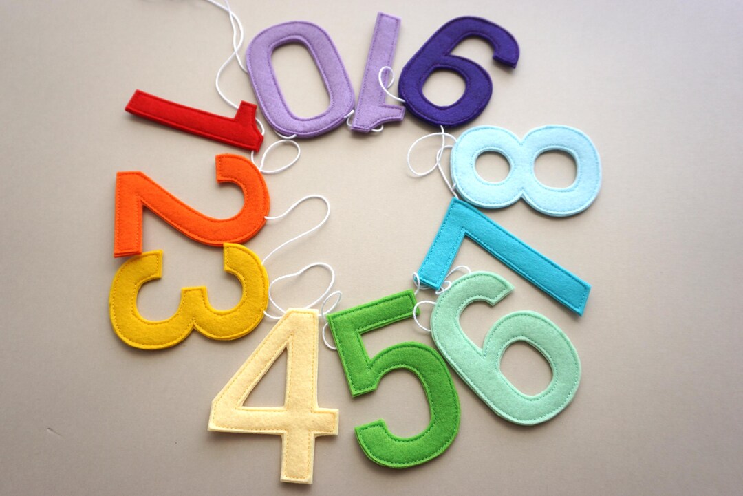 Numbers Garland, Felt Numbers, Playroom Garland, Felt Number Bunting ...