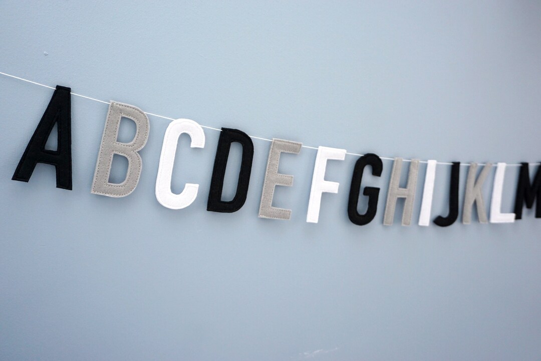 Alphabet Garland, Felt Letters, Playroom Garland, Felt Alphabet Bunting ...