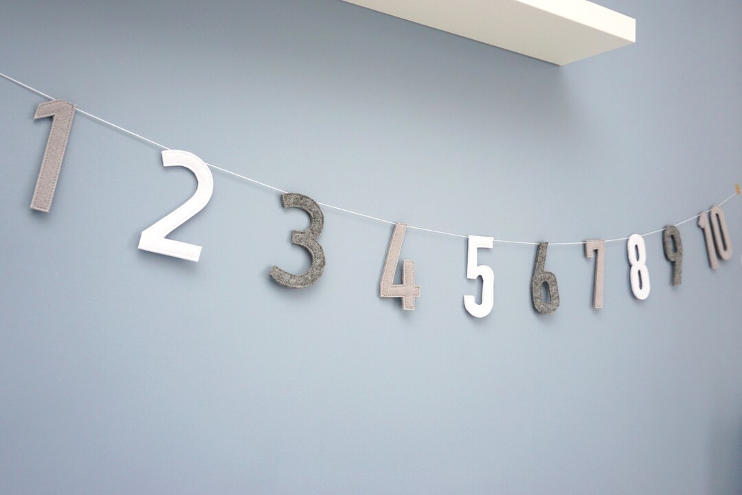 Felt Numbers Bunting, Felt Numbers, Playroom Bunting, Kids Room Bunting ...