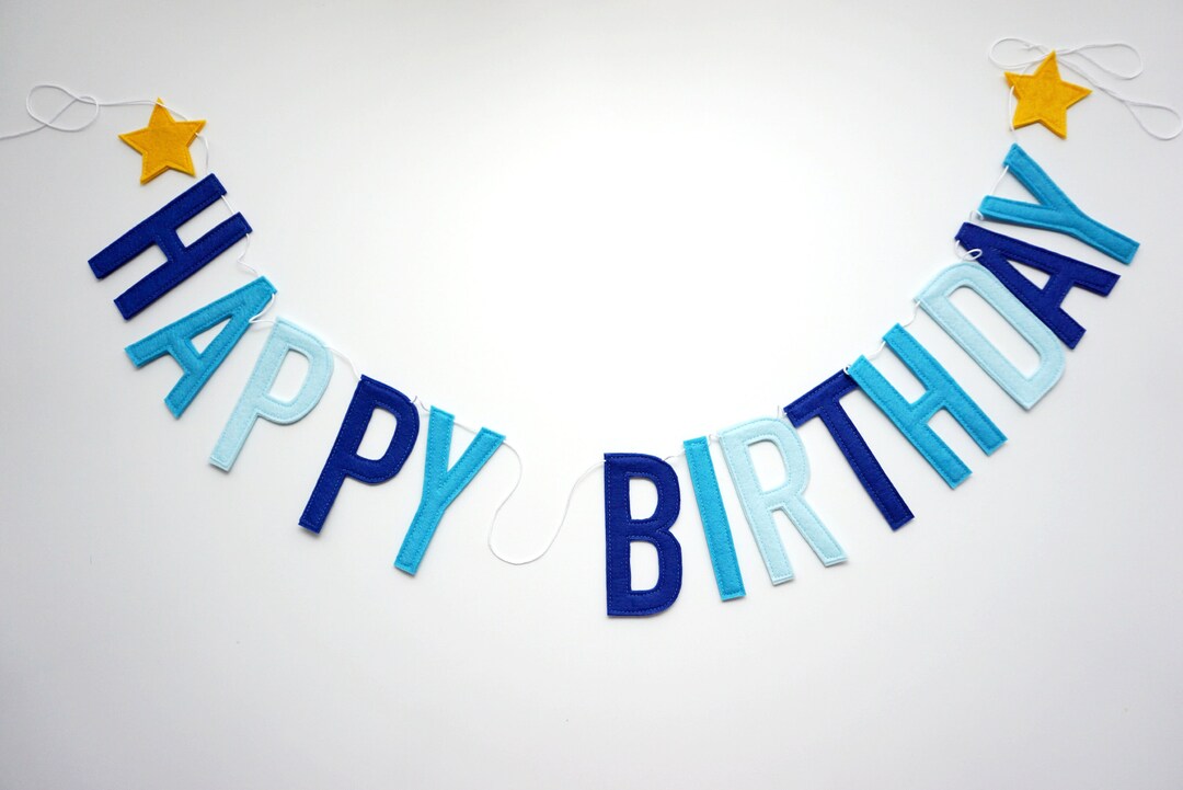 Felt Happy Birthday Garland: Blue Party Bunting - Etsy