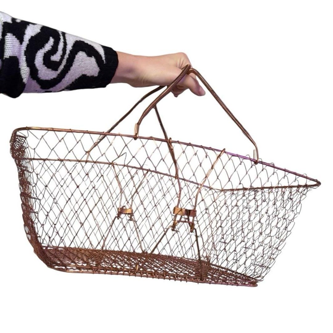 Large Copper Collapsible Wire Basket With Handles, Copper Wire Basket ...