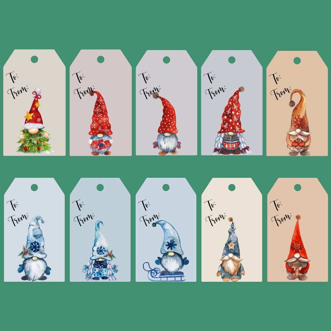 Christmas Gnomes Gift Tags: Printable Holiday Tags (PDF Download) - Etsy
