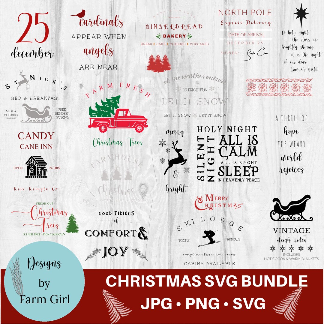 Farmhouse Christmas SVG Bundle | Farmhouse Christmas Svg | Farmhouse ...