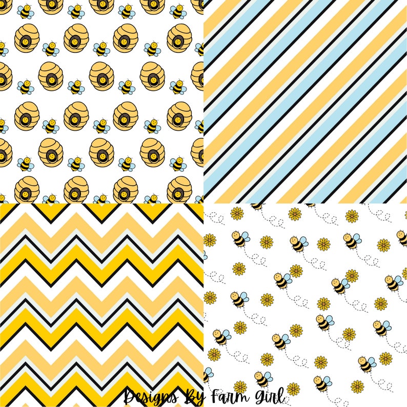Honey Bee Digital Paper Pack Bumble Bee Paper Pack Bee | Etsy