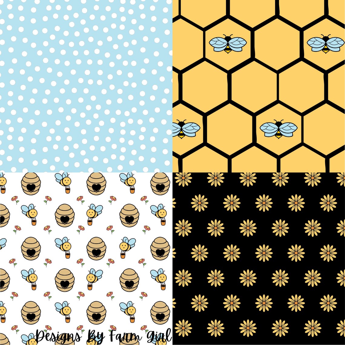 Honey Bee Digital Paper Pack Bumble Bee Paper Pack Bee | Etsy