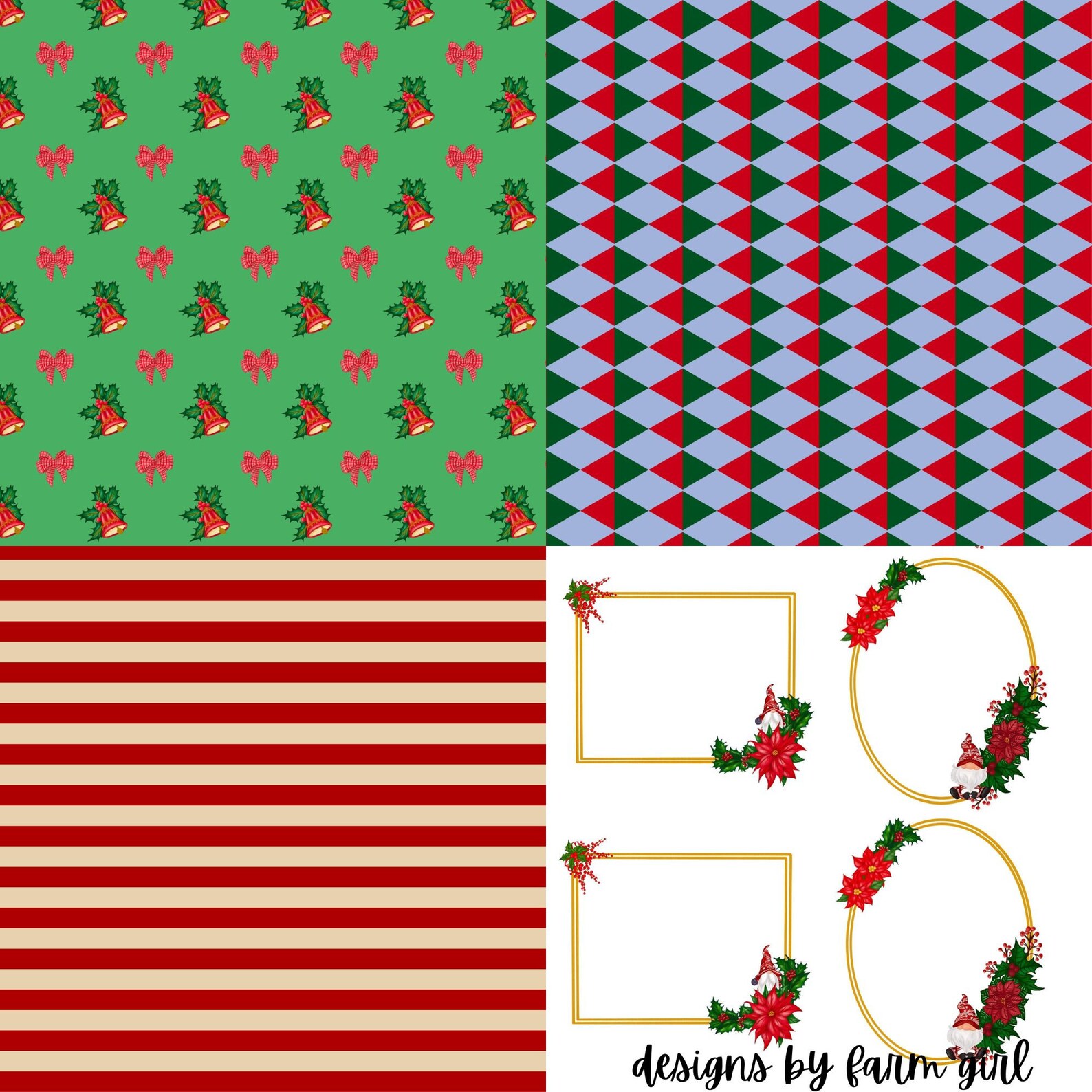 Christmas Gnomes Digital Paper Pack: Seamless Backgrounds (instant ...