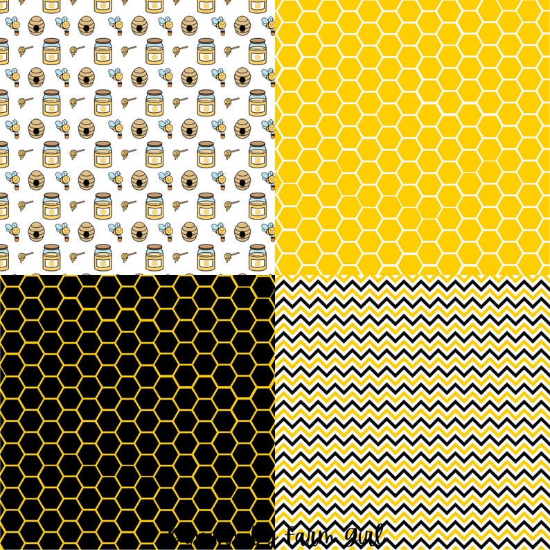 Honey Bee Digital Paper Pack Bumble Bee Paper Pack Bee | Etsy