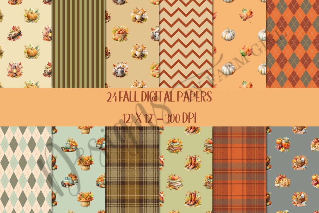 Fall Digital Papers, Fall Background Papers, Autumn Papers, Scrapbook ...
