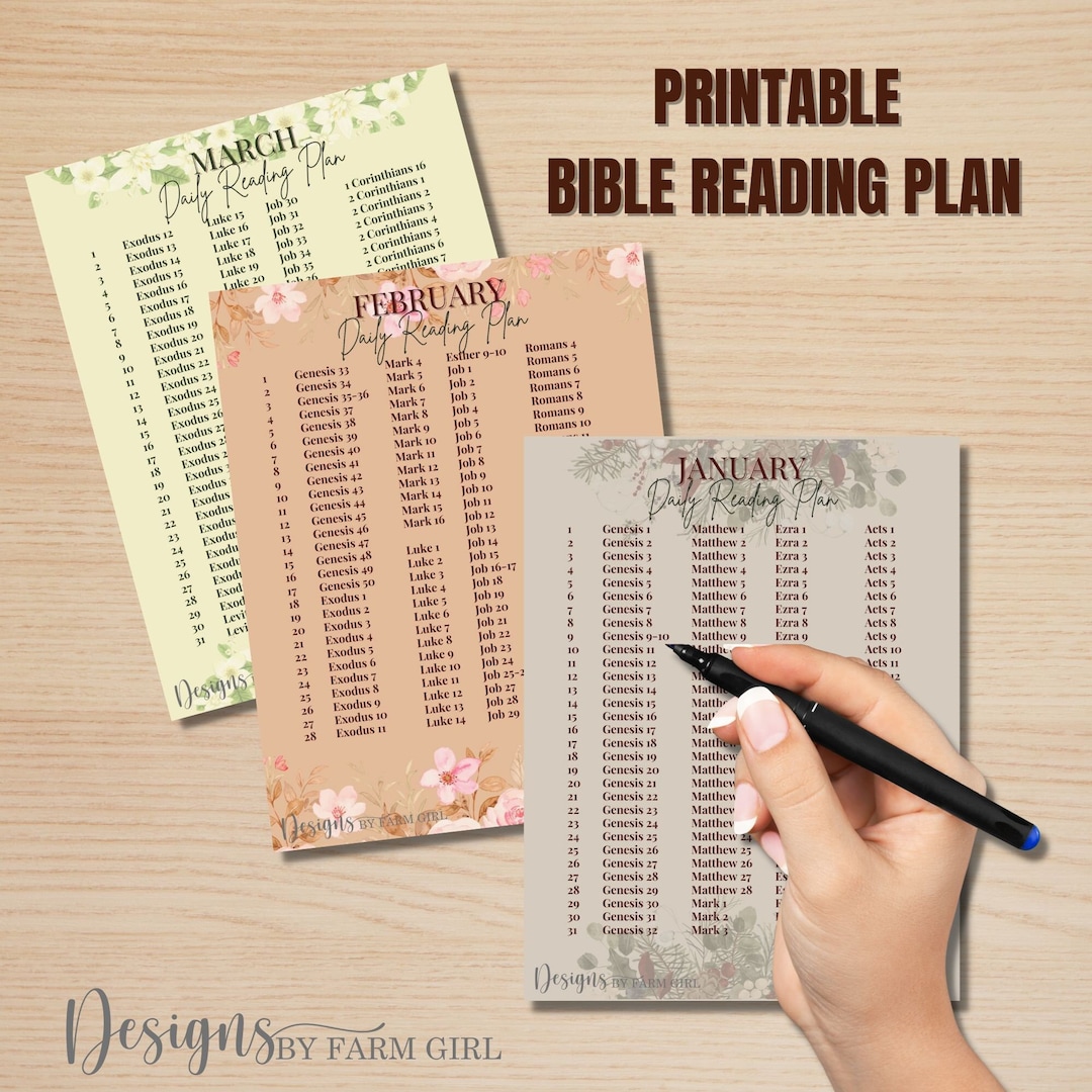 Printable Bible Reading Plan, One Year Bible Reading Plan, Bible in a ...