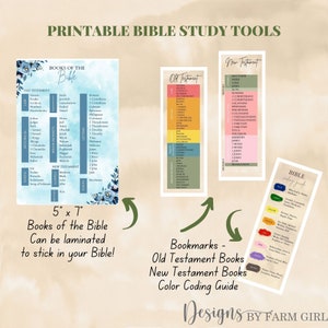 Printable Bible Study Bundle, Printable Bible Tabs, Bible Reading ...