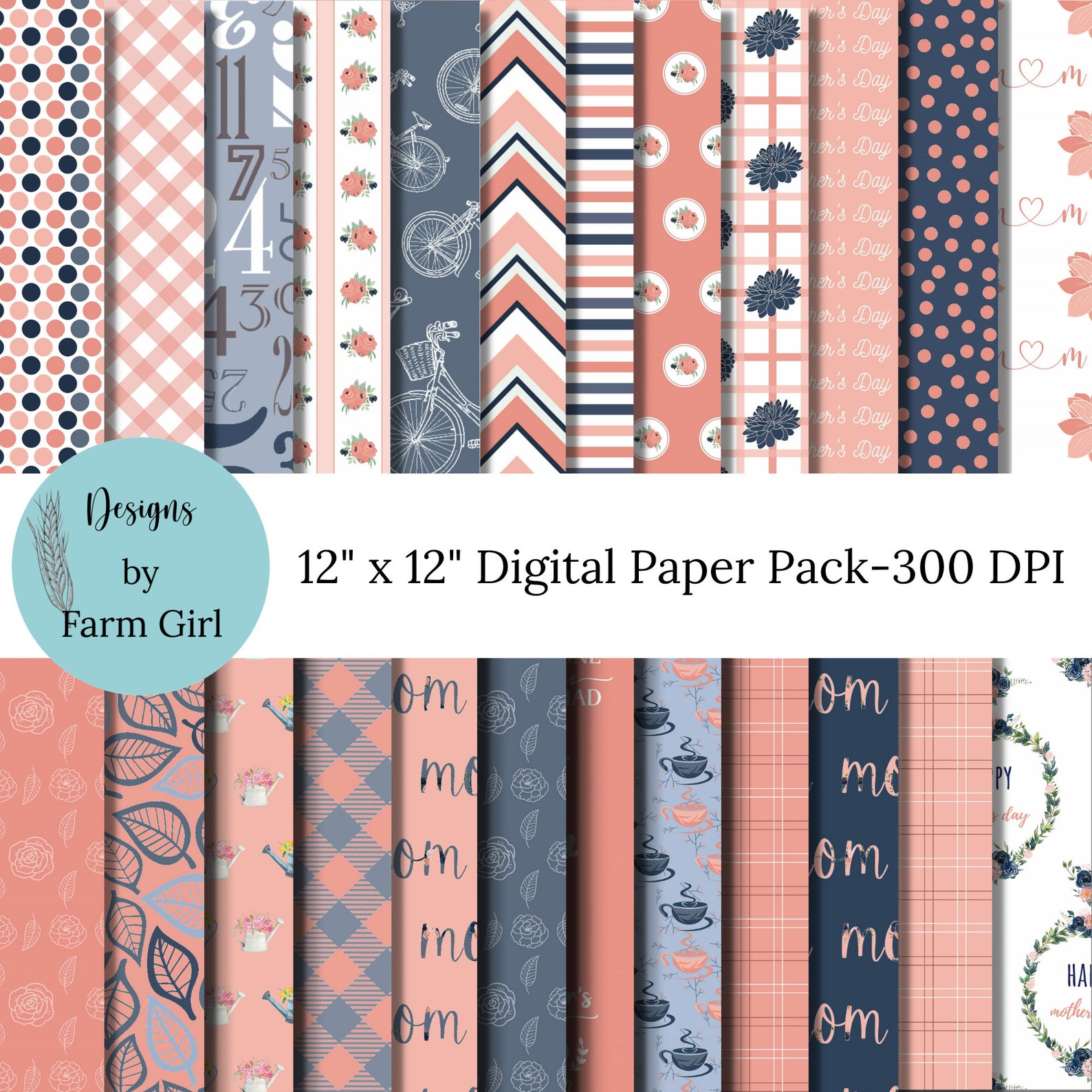 Mothers Day Digital Paper Pack | Mothers Day Background Papers ...