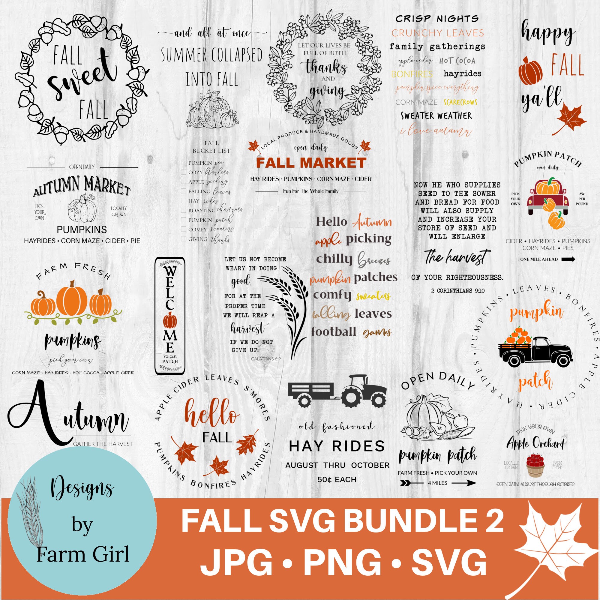 Farmhouse Fall SVG Bundle Farmhouse Fall Signs Fall Pillows Fall SVG ...