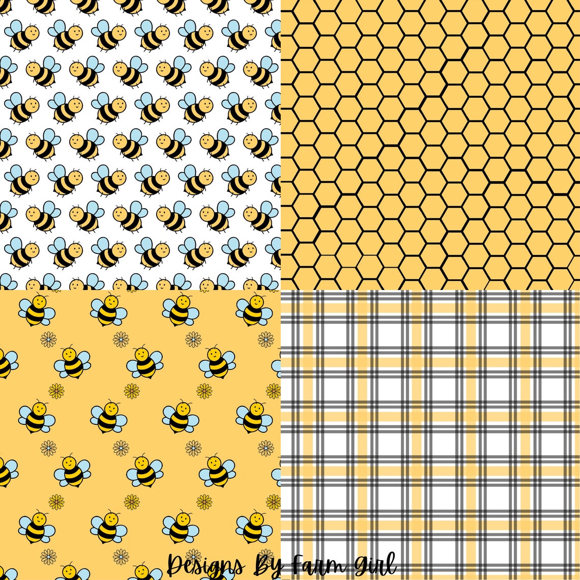 Honey Bee Digital Paper Pack Bumble Bee Paper Pack Bee | Etsy