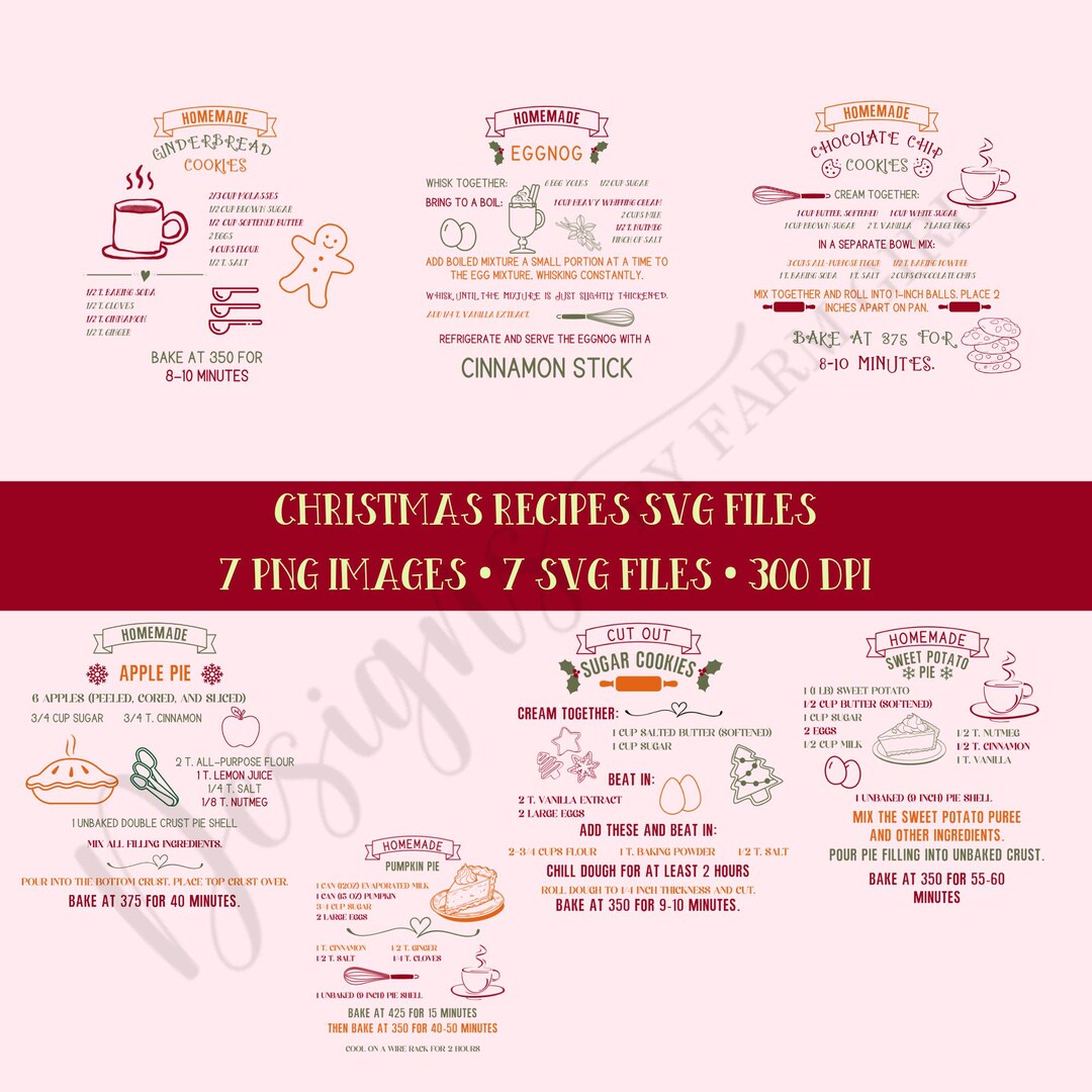 Christmas Recipe SVG Bundle: Farmhouse Kitchen Cut Files - Etsy