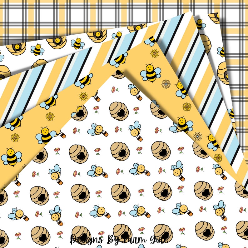 Honey Bee Digital Paper Pack Bumble Bee Paper Pack Bee - Etsy
