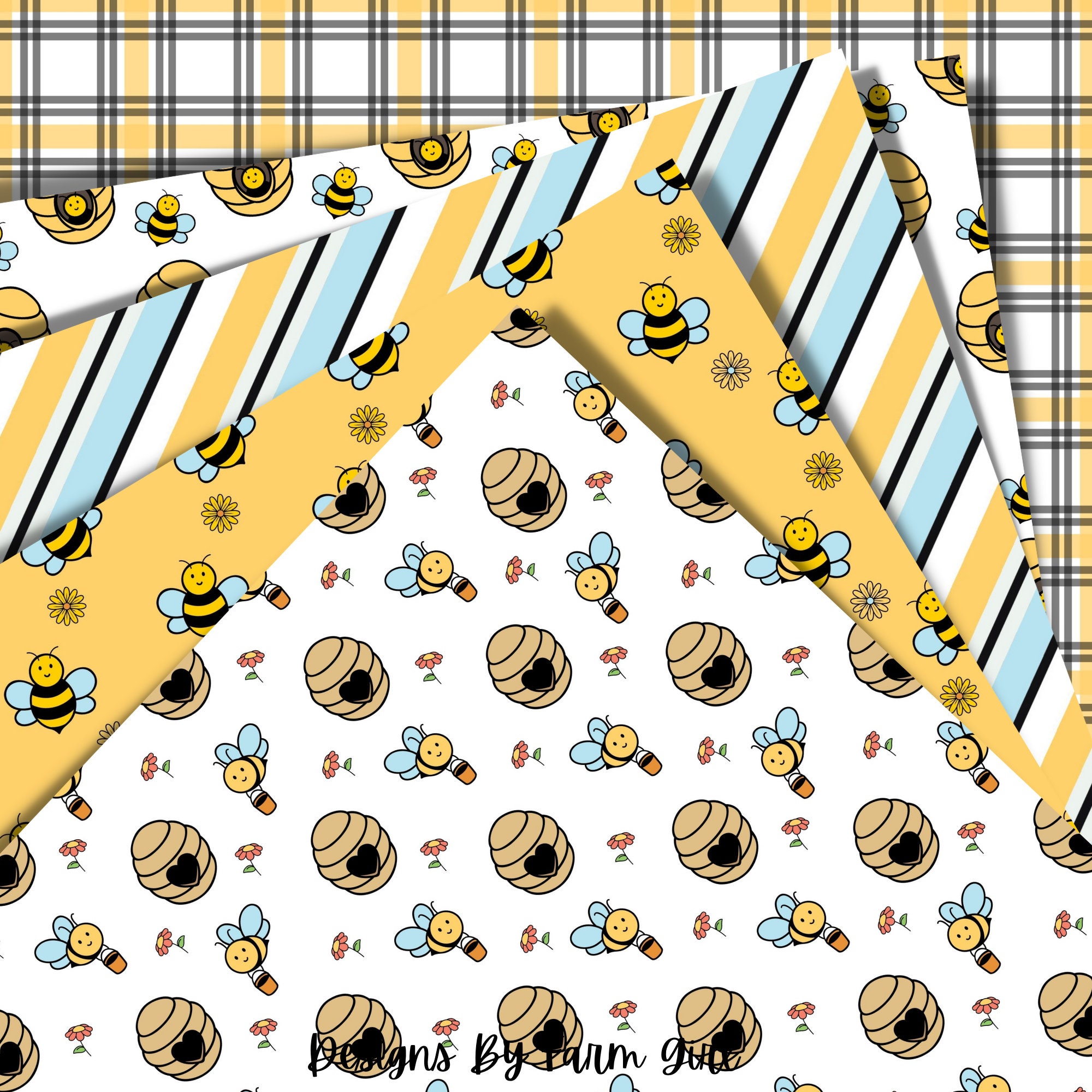 Honey Bee Digital Paper Pack Bumble Bee Paper Pack Bee - Etsy