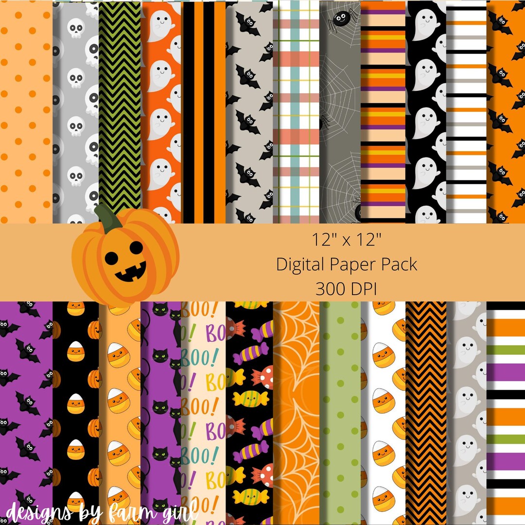 Halloween Digital Paper Pack: 12x12 Seamless Backgrounds (instant ...