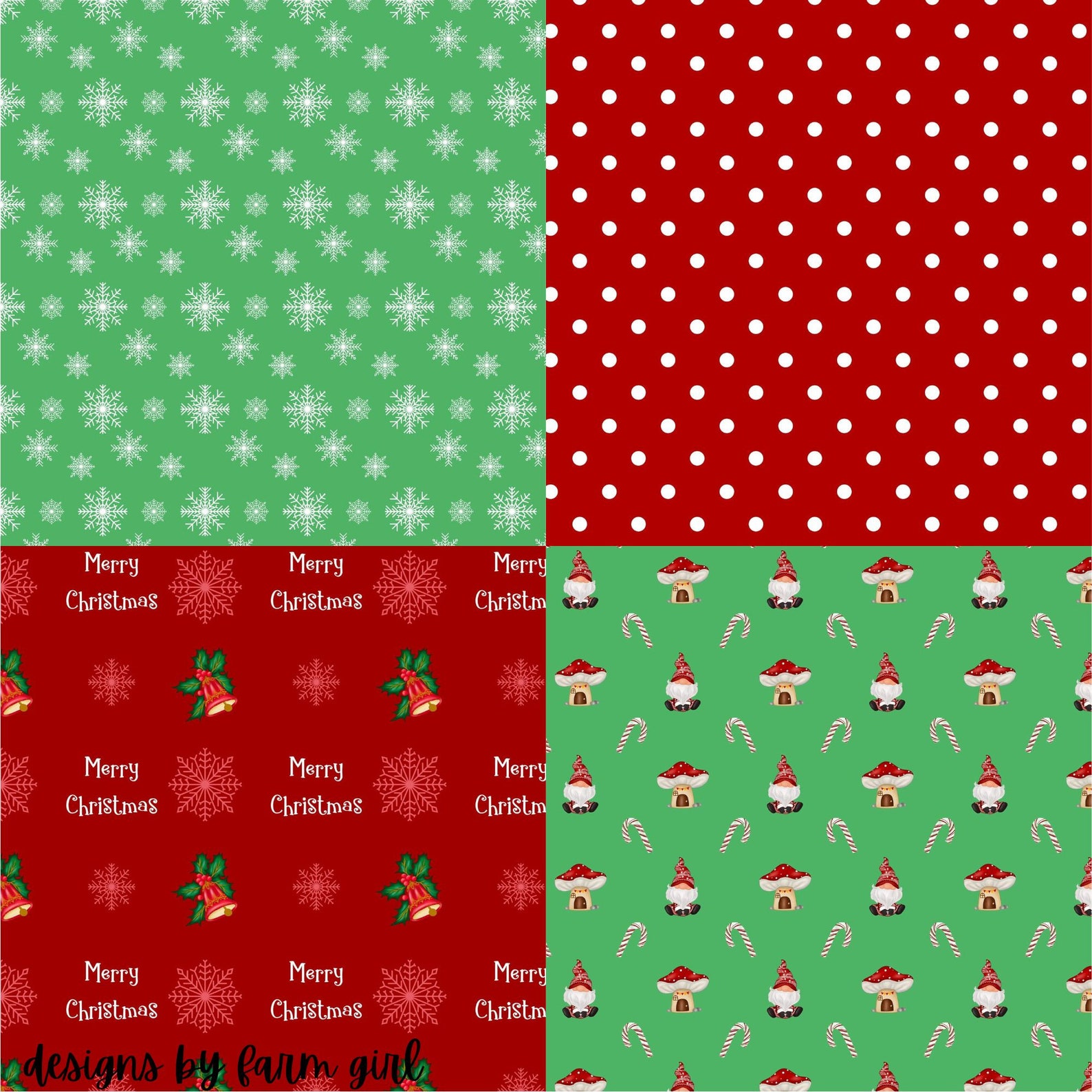 Christmas Gnomes Digital Paper Pack: Seamless Backgrounds (instant ...