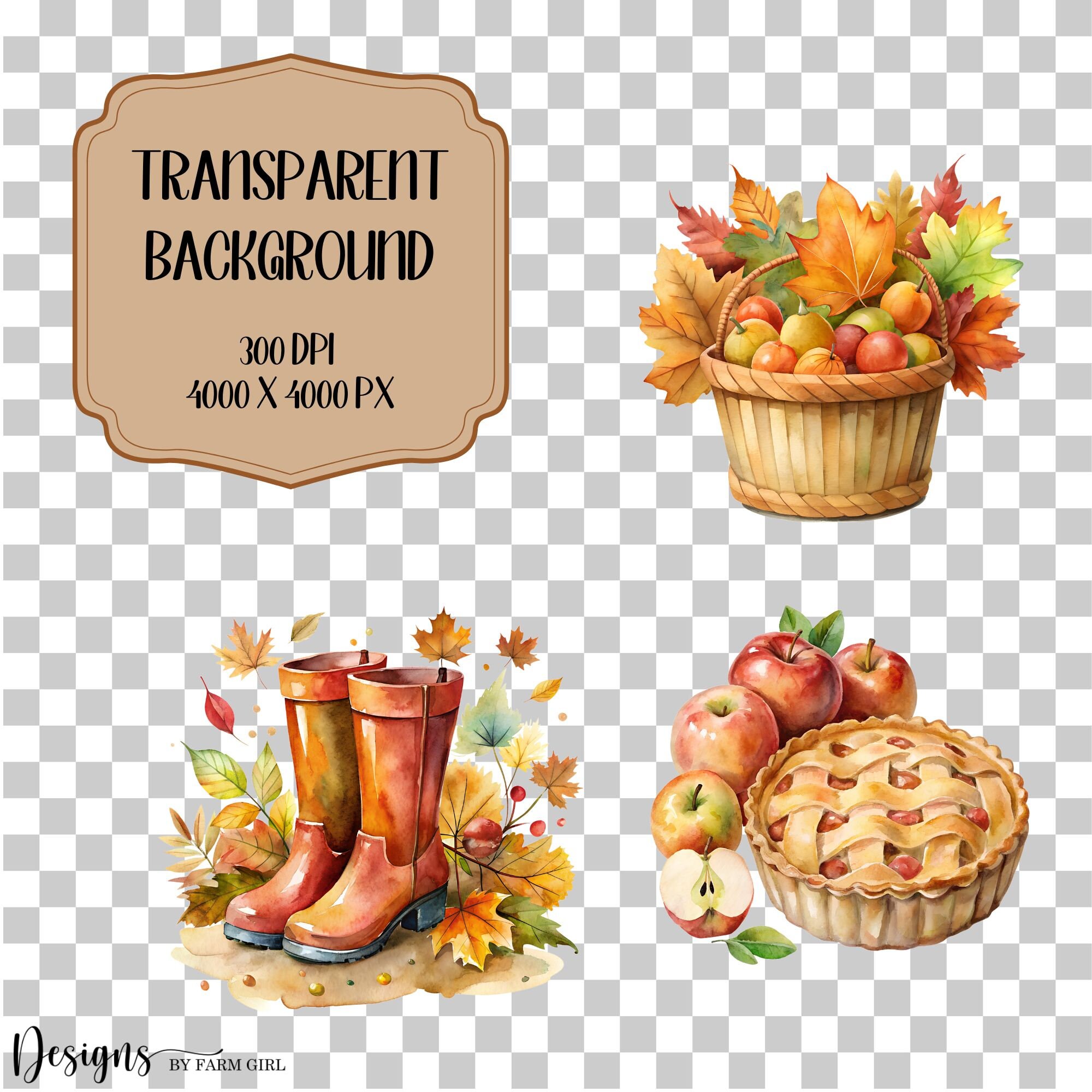 Fall Clipart Bundle, Fall Watercolor Clipart, Watercolor Autumn Clipart ...
