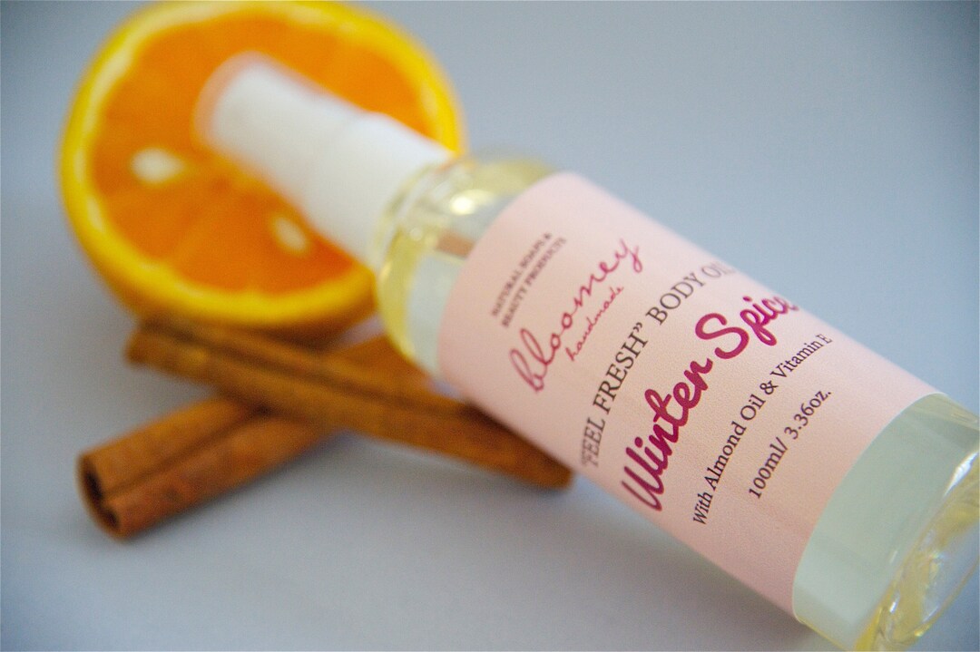 Orange Cinnamon Body Oil, Winter Spice Scent, Almond Oil - Etsy