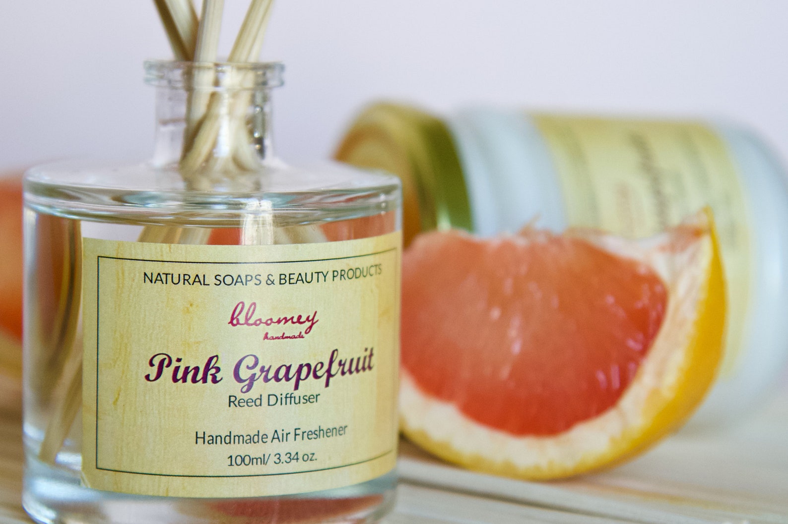 Pink Grapefruit Reed Diffuser, Natural Home Fragrance - Etsy
