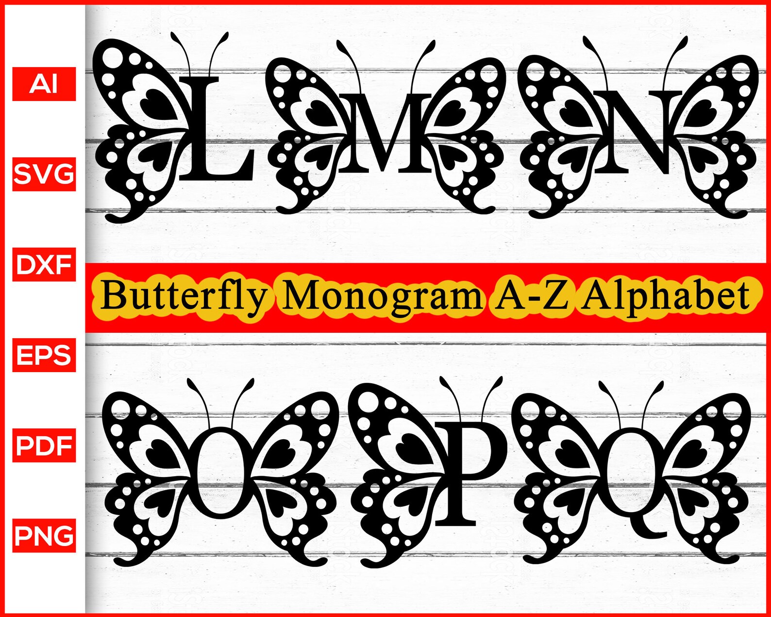 Butterfly Monogram Alphabet SVG Butterfly svg A-Z Alphabet | Etsy