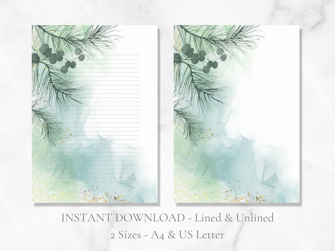 Watercolor Leaf Printable Stationery Leaves Stationary Botanical ...
