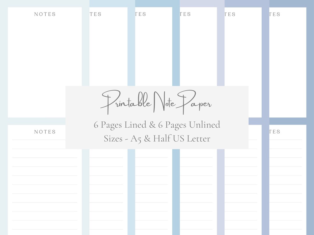 Blue Pastel Printable Writing Paper Stationary Paper Set Note Paper ...