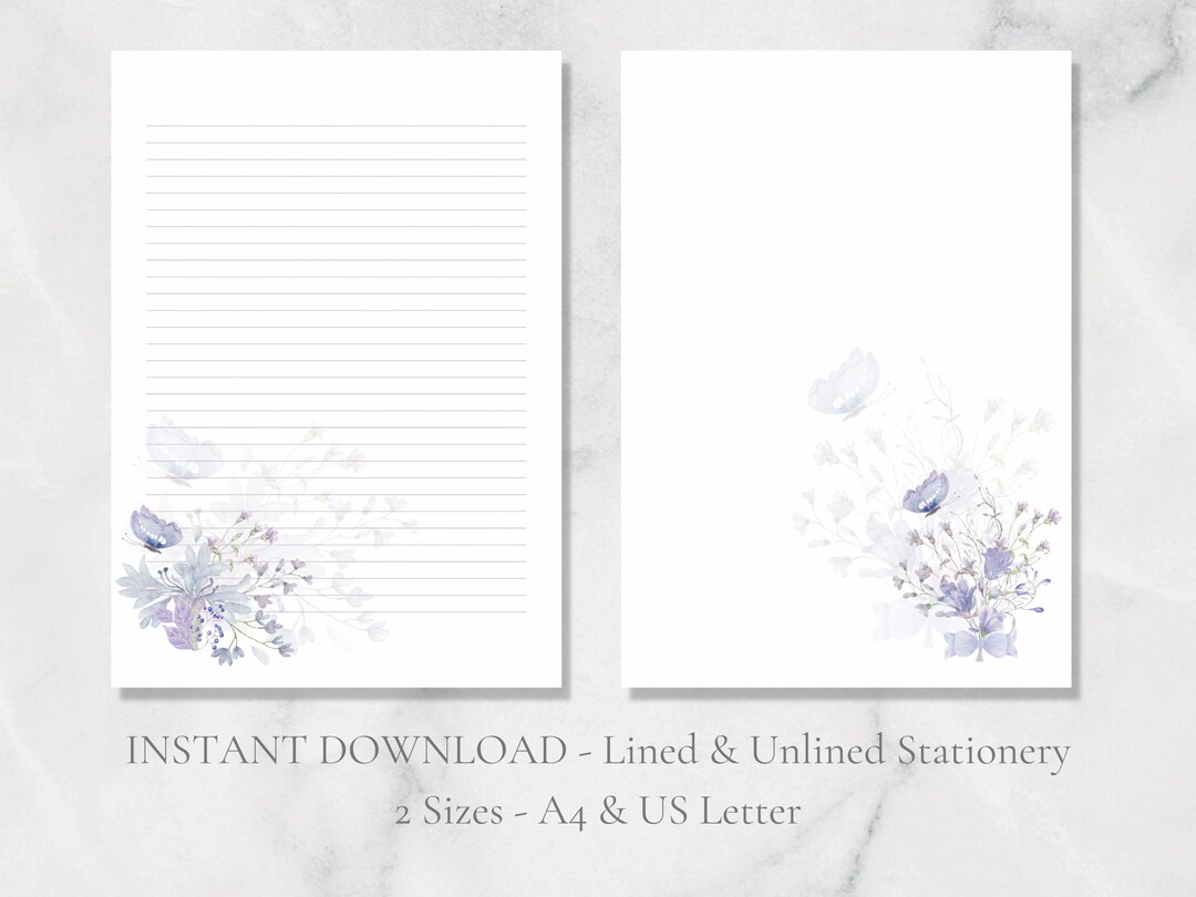 Butterfly Bouquet Printable Stationery Floral Letter Writing Paper A4 ...