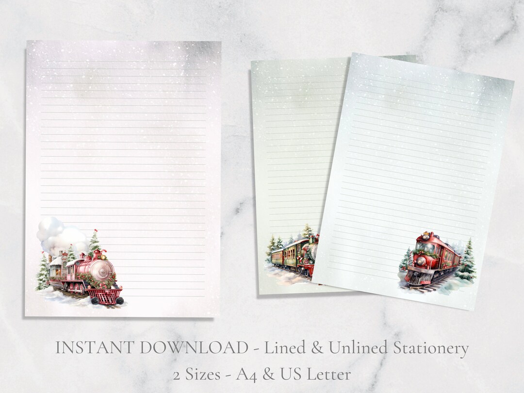 Winter Trains Printable Stationery Snow Printable Holiday Letter ...