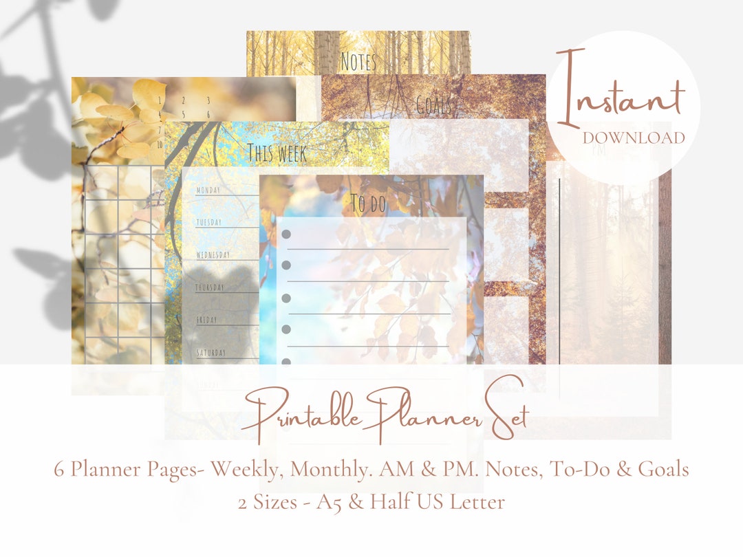 Autumn Trees Printable Planner Printable Daily Weekly Planner A5 and ...