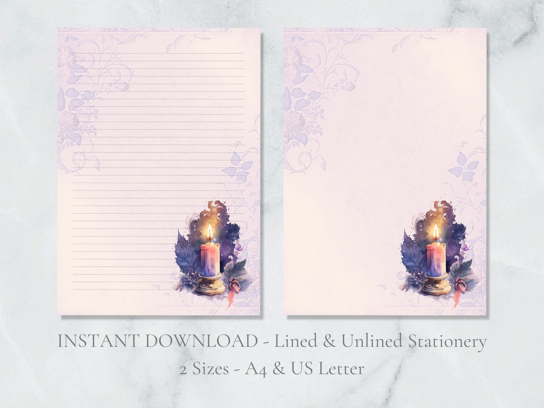 Vintage Candle Printable Stationery Festive Letter Writing Paper ...
