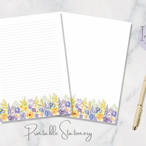 Summer Flowers Printable Stationery Floral Stationary Nature Writing ...