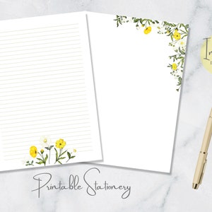 Daisy Buttercup Printable Stationery Floral Printable Stationary Paper ...