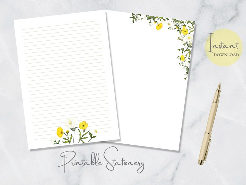 Daisy Buttercup Printable Stationery Floral Printable - Etsy