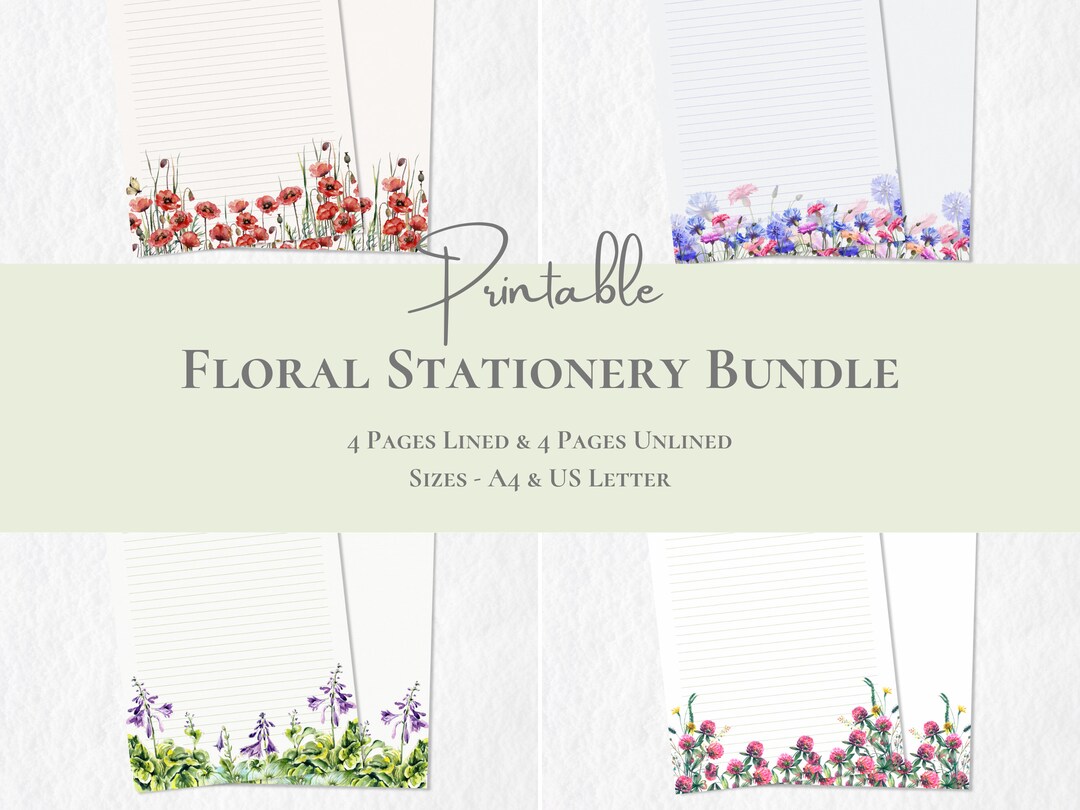 BUNDLE Flower Meadow Printable Stationery Summer Spring Letter Writing ...