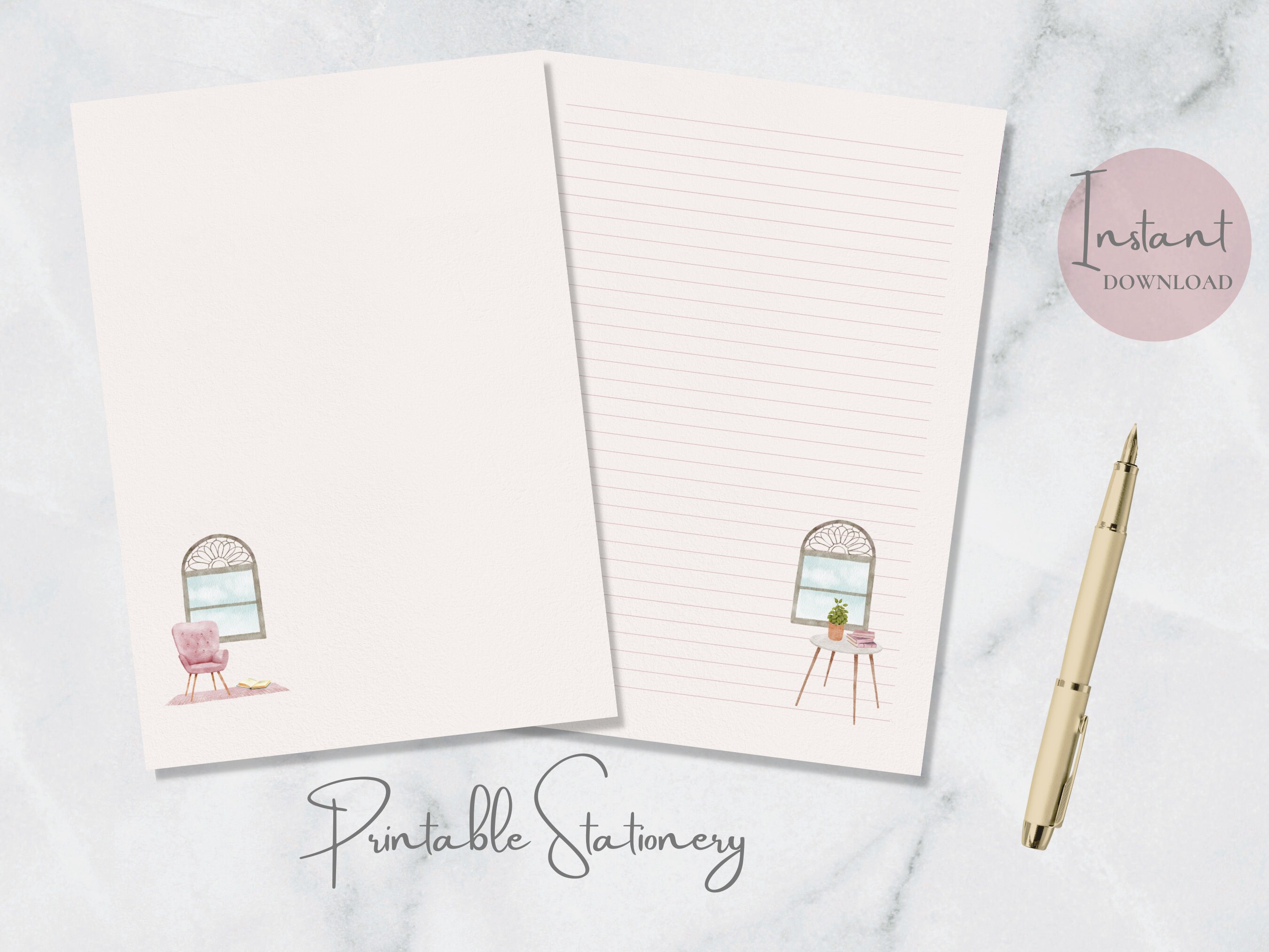 Pink Room Printable Stationery Aesthetic Stationary Minimal Writing ...