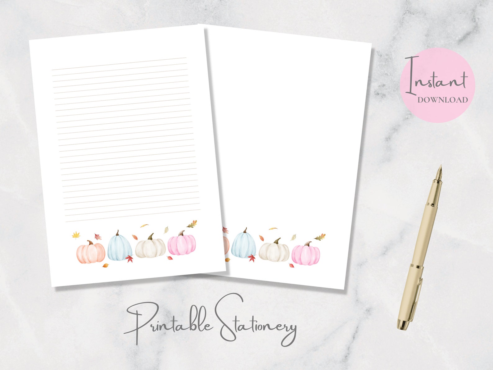 Pastel Pumpkin Printable Stationery Autumn Stationery Cute Fall ...