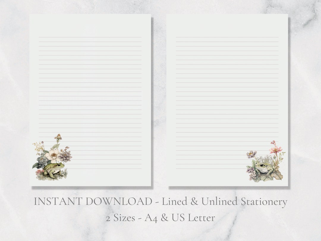 Frog Printable Stationery Floral Stationary Nature Writing Paper ...